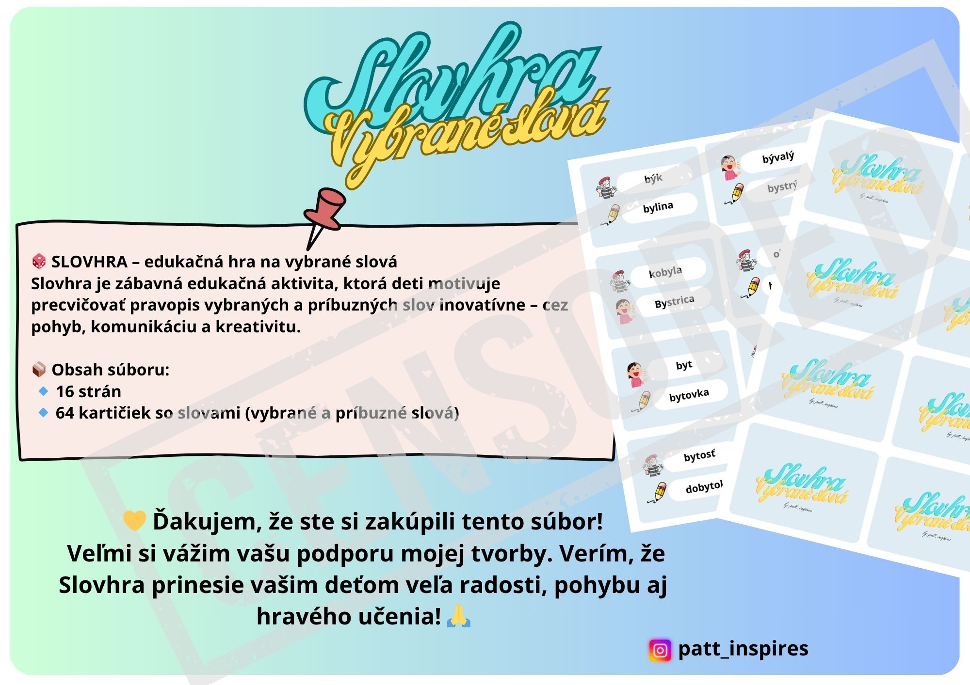 Slovhra - Vybrané slová - Slovenský Jazyk | UčiteliaUčiteľom.sk